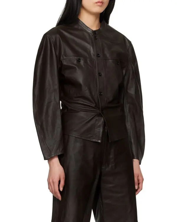 LEMAIRE Curved Sleeve Leather Jacket