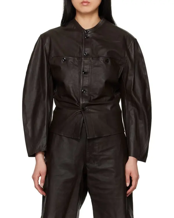 LEMAIRE Curved Sleeve Leather Jacket