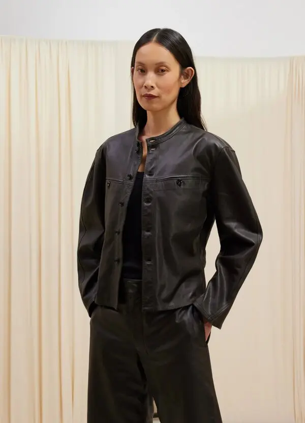 LEMAIRE Curved Sleeve Leather Jacket