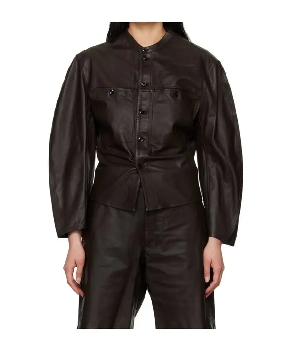 LEMAIRE Curved Sleeve Leather Jacket