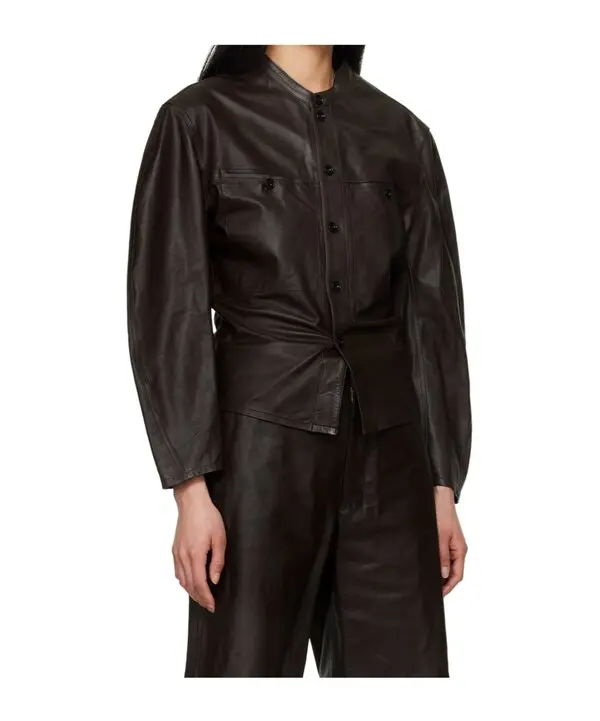 LEMAIRE Curved Sleeve Leather Jacket
