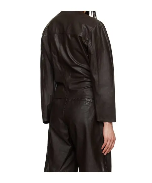 LEMAIRE Curved Sleeve Leather Jacket