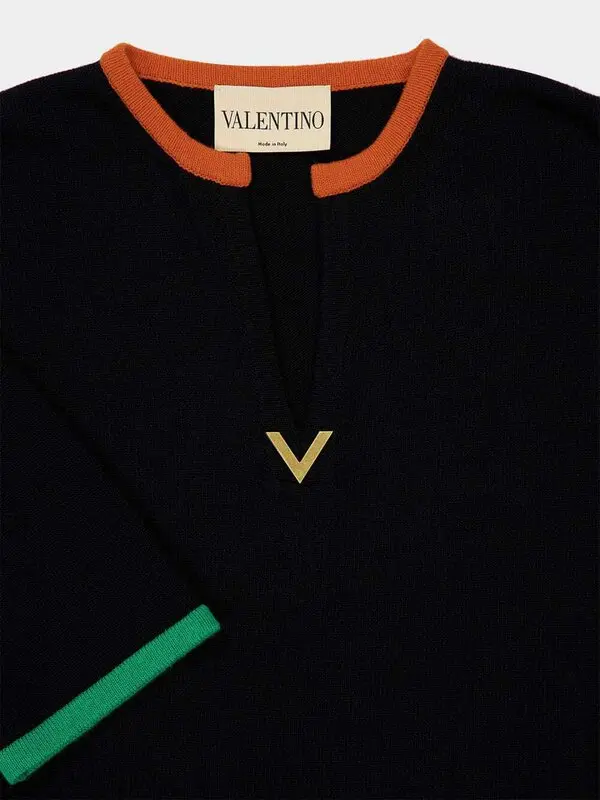 Valentino Garavani V Logo Trim Knitted Sweater
