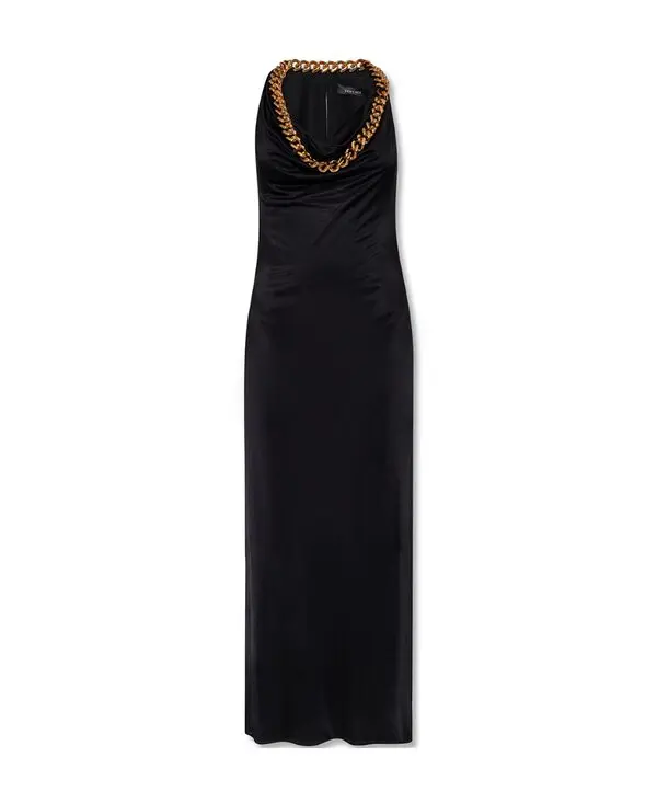 Versace Chain-link Detailed Maxi Dress - Black