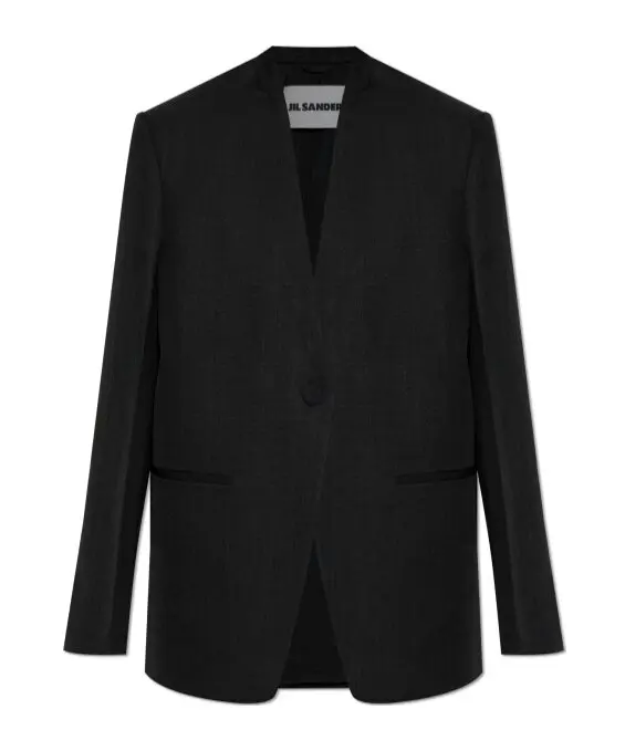 JIL SANDER No-lapel Single-breasted Blazer - Black