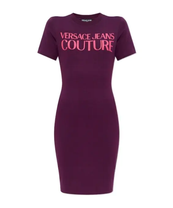 Versace Logo Print T-shirt Dress