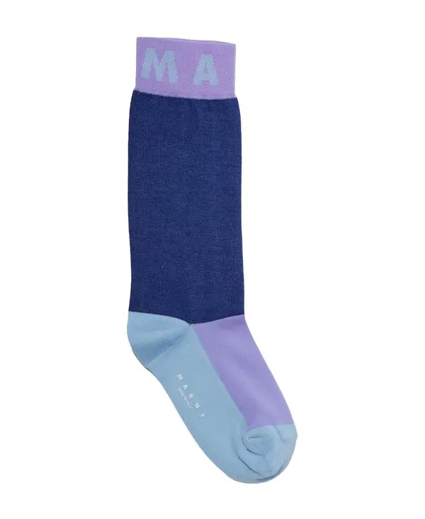 Marni Colour-blocked Knitted Crew Socks - Blue