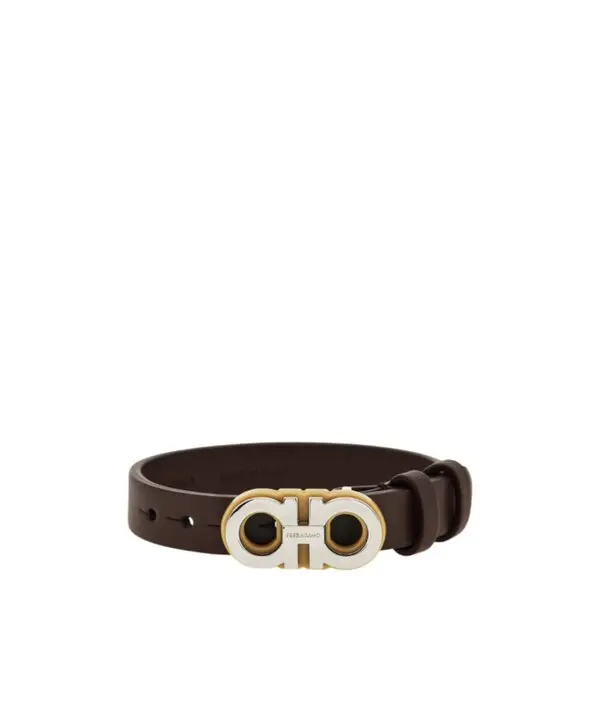 FERRAGAMO Double Gancini Bracelet - Safari Green/testa Di Moro