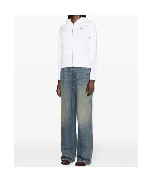 Polo Ralph Lauren Embroidered Logo Zip Hoodie - White