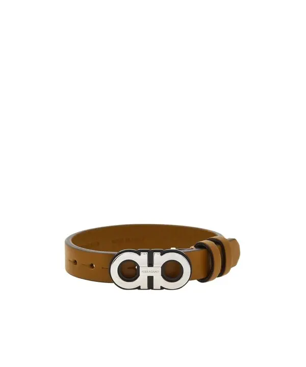 FERRAGAMO Double Gancini Bracelet - Black/ginger