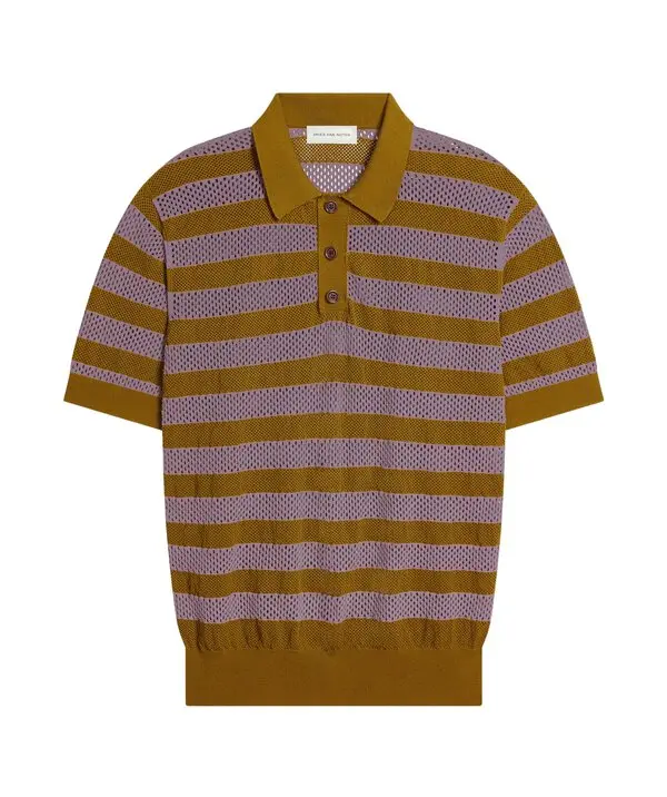 Dries Van Noten Striped Short-sleeved Polo Shirt - Olive