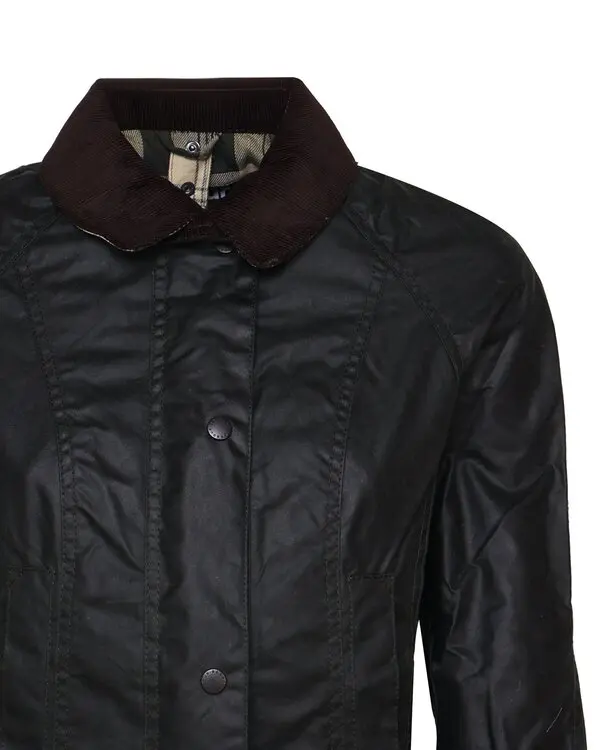 Barbour Wax Jacket With Corduroy Collar And Tartan Lining - No