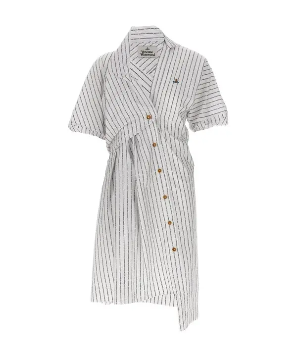 VIVIENNE WESTWOOD Natalia Orb Embroidered Striped Midi Dress