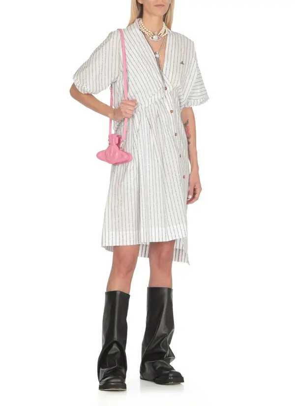 VIVIENNE WESTWOOD Natalia Orb Embroidered Striped Midi Dress