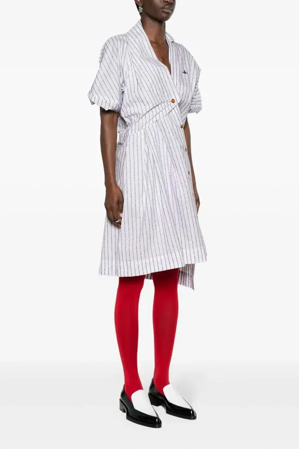 VIVIENNE WESTWOOD Natalia Orb Embroidered Striped Midi Dress