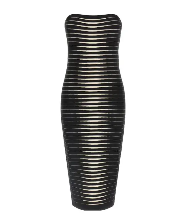 Elisabetta Franchi Striped Degrade Dress With Chain Straps
