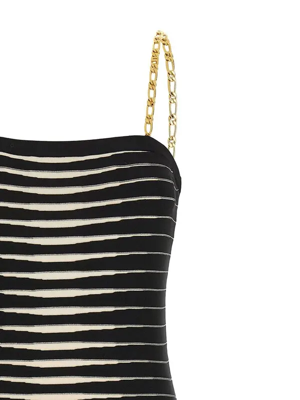 Elisabetta Franchi Striped Degrade Dress With Chain Straps