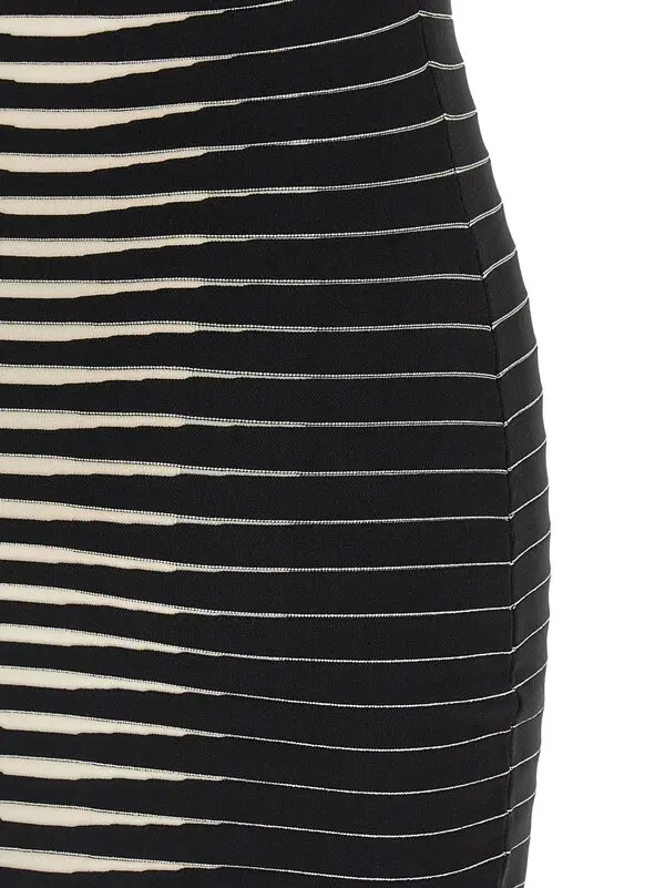 Elisabetta Franchi Striped Degrade Dress With Chain Straps
