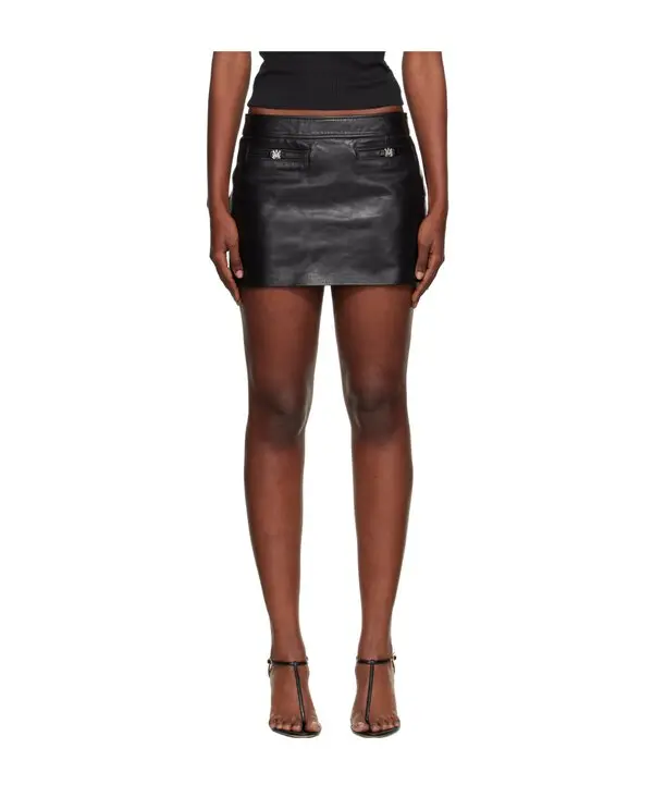 Amiri Leather Mini Skirt - Black