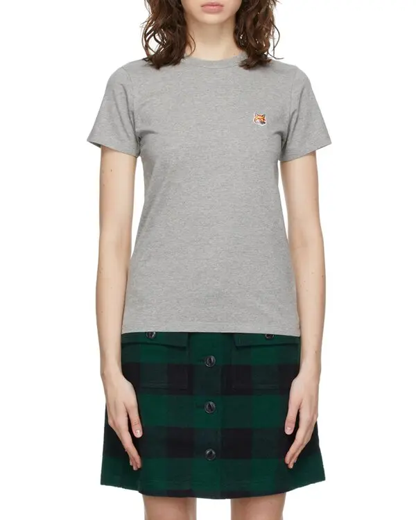 Maison Kitsuné Grey Fox Embroidery T-shirt - Gray