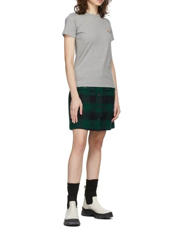 Maison Kitsuné Grey Fox Embroidery T-shirt - Gray