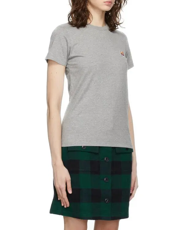 Maison Kitsuné Grey Fox Embroidery T-shirt - Gray