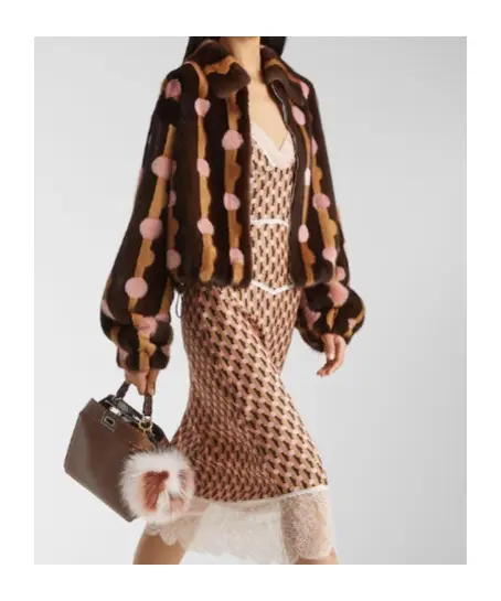 Fendi Mink Jacket With Macro Dots Inlay