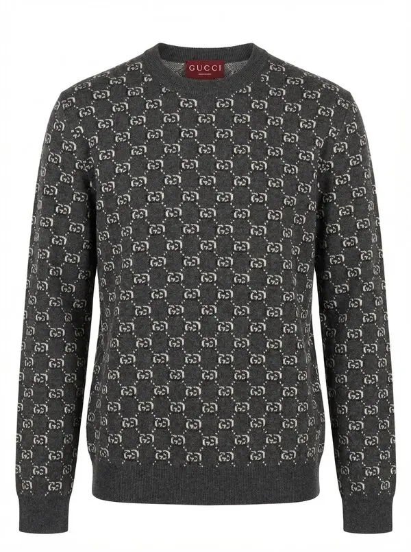Gucci Gg Shadow Jacquard Jumper - Dark Grey/black