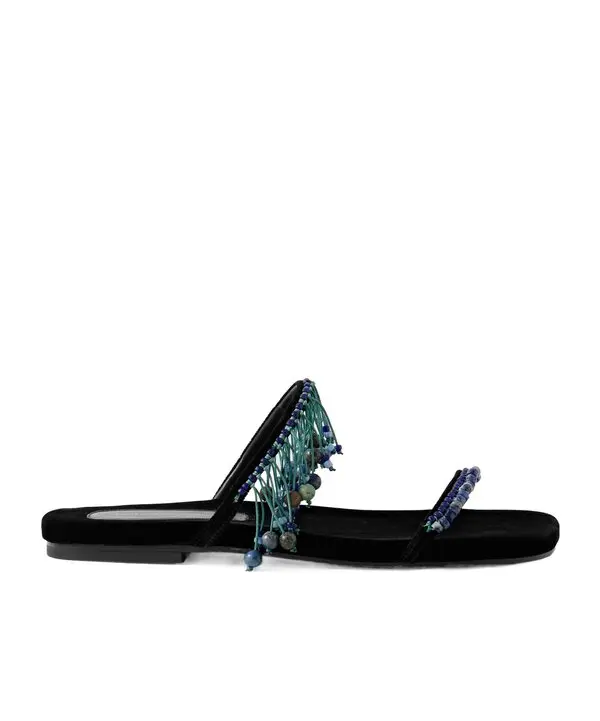 Dries Van Noten Beaded Slide Slippers - Black
