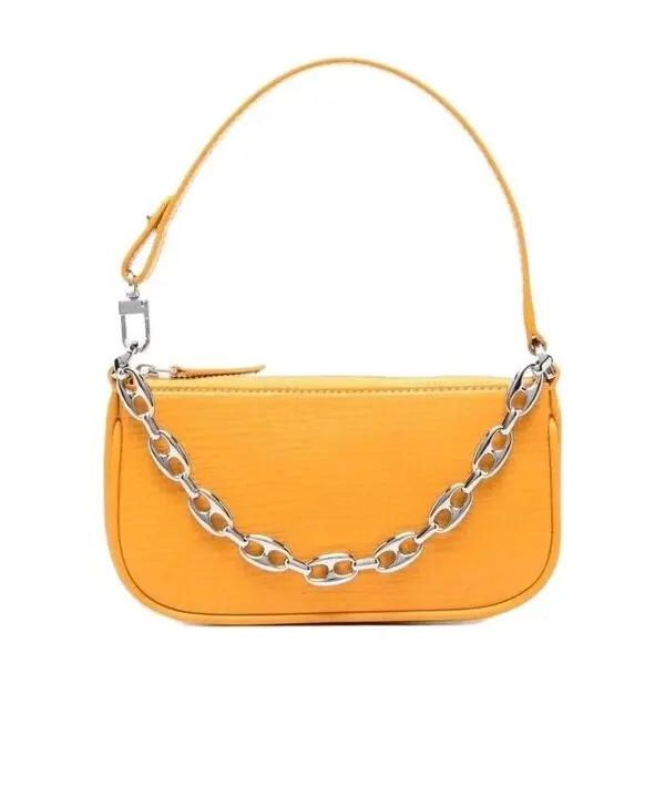 By Far Mini Rachel Lizard Embossed Handbag - Yellow
