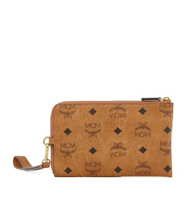 Mcm Ottomar Monogram Travel Pouch - Cognac