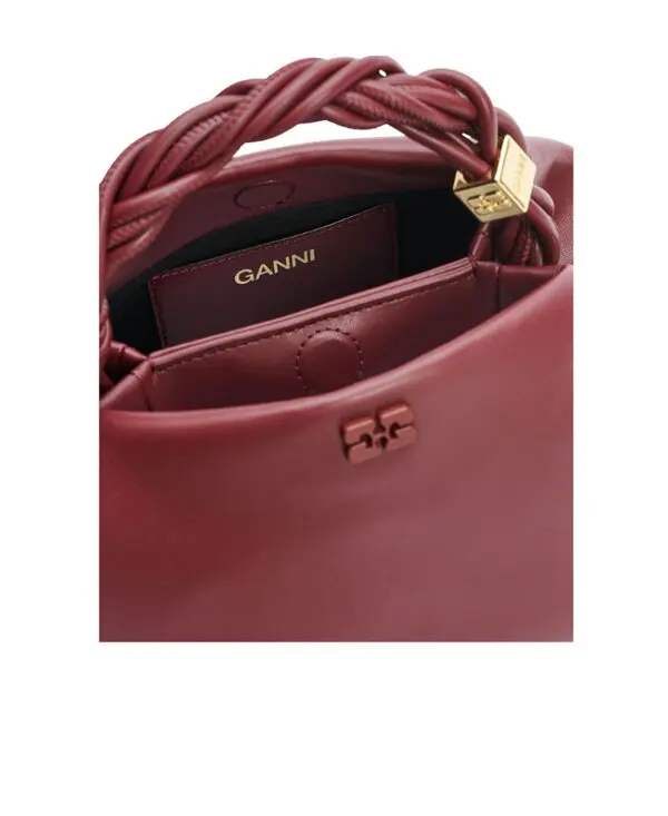 GANNI Bou Piccola Woven Handle Shoulder Bag - Red