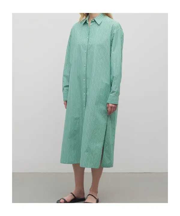 THE ROW Striped Cotton Shirt Dress - Green