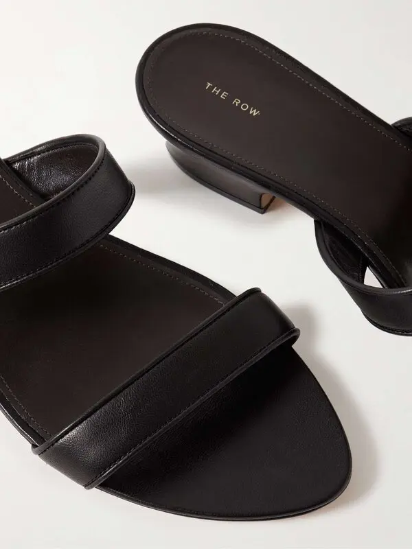 THE ROW Open Toe Low Heel Sandals - Black