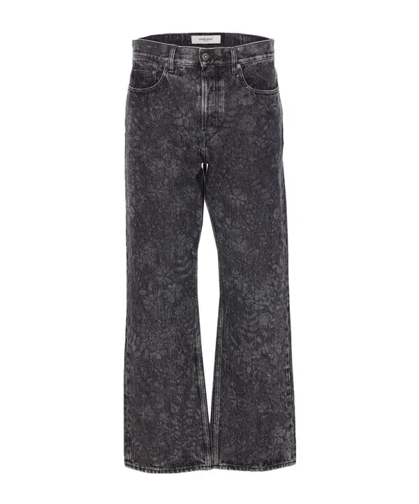 GOLDEN GOOSE Floral Jacquard Straight-leg Jeans - Black