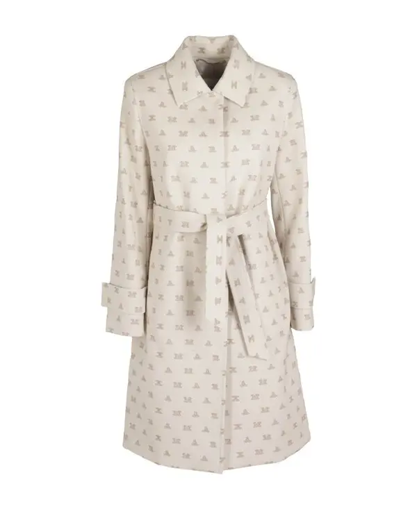 Max Mara Geometric Logo Print Belted Windbreaker