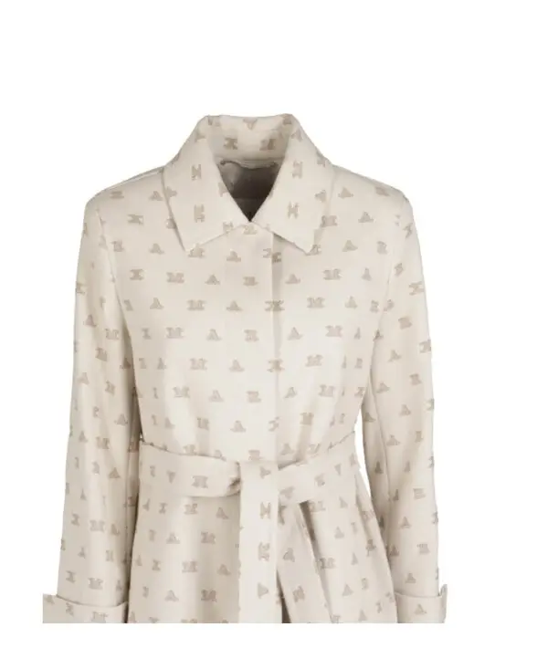 Max Mara Geometric Logo Print Belted Windbreaker