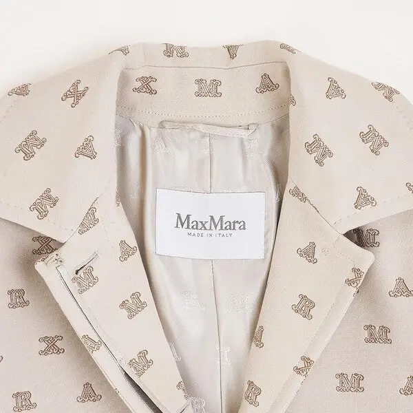 Max Mara Geometric Logo Print Belted Windbreaker