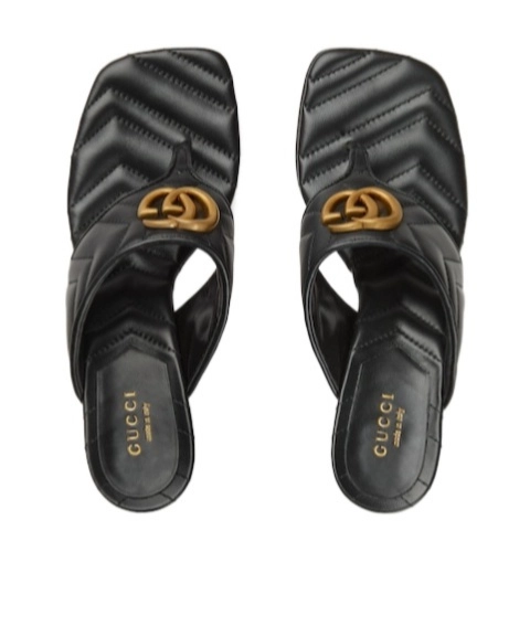 Gucci Quilted Logo Plaque Thong Sandals
