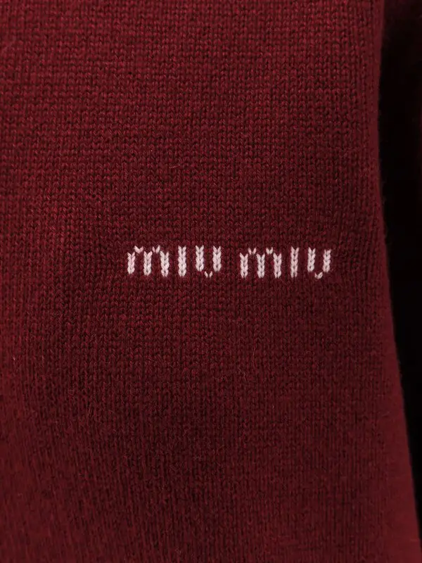 Miu Miu Long-sleeved Knitted Polo Shirt - Red