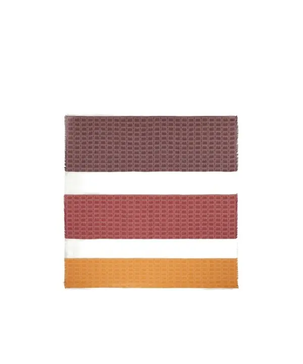 FERRAGAMO Gancini Colourblock Frayed-edge Scarf - Rust/bordeaux