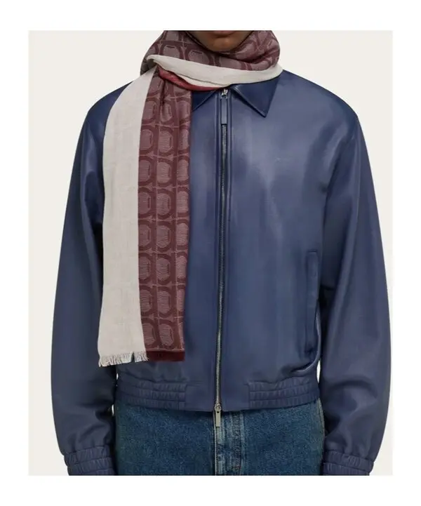 FERRAGAMO Gancini Colourblock Frayed-edge Scarf