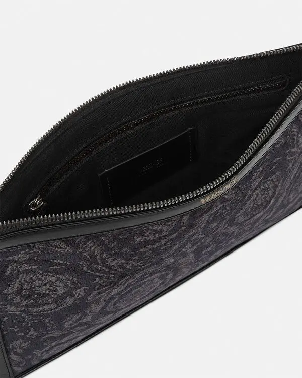 Versace Logo-embellished Zipped Clutch Bag
