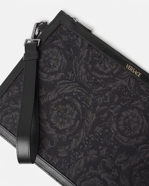 Versace Logo-embellished Zipped Clutch Bag