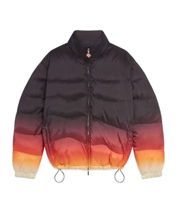 Casablanca Printed Long Sleeve Down Jacket - Black