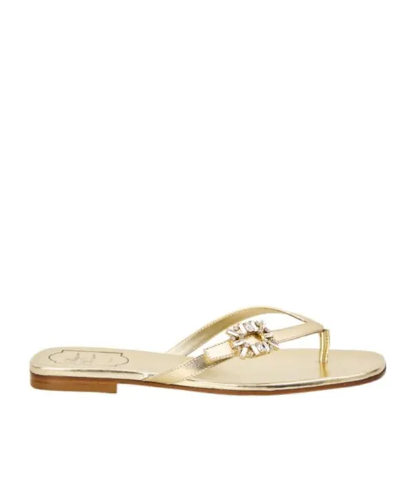 ROGER VIVIER Crystal Embellished Flip-flops - Nude
