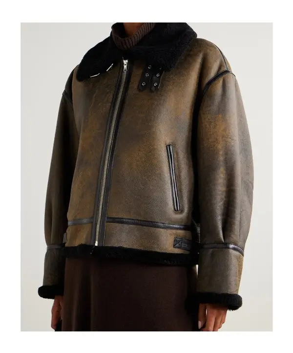 Nour Hammour Portia Shearling Lined Leather Jacket