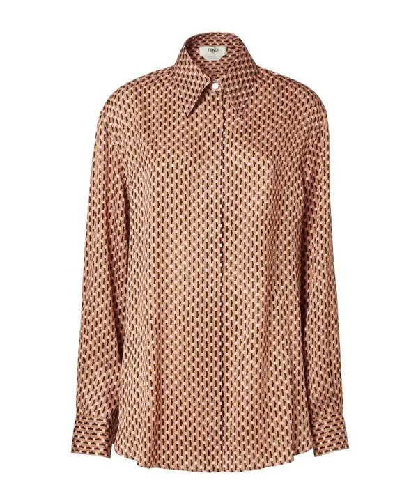 Fendi Geometric Print Long Sleeve Shirt - Pink