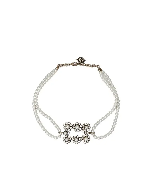 ROGER VIVIER Crystal And Pearl Choker - Silver