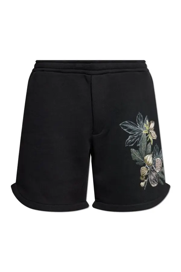 Emporio Armani Embroidered Cotton Shorts - Black